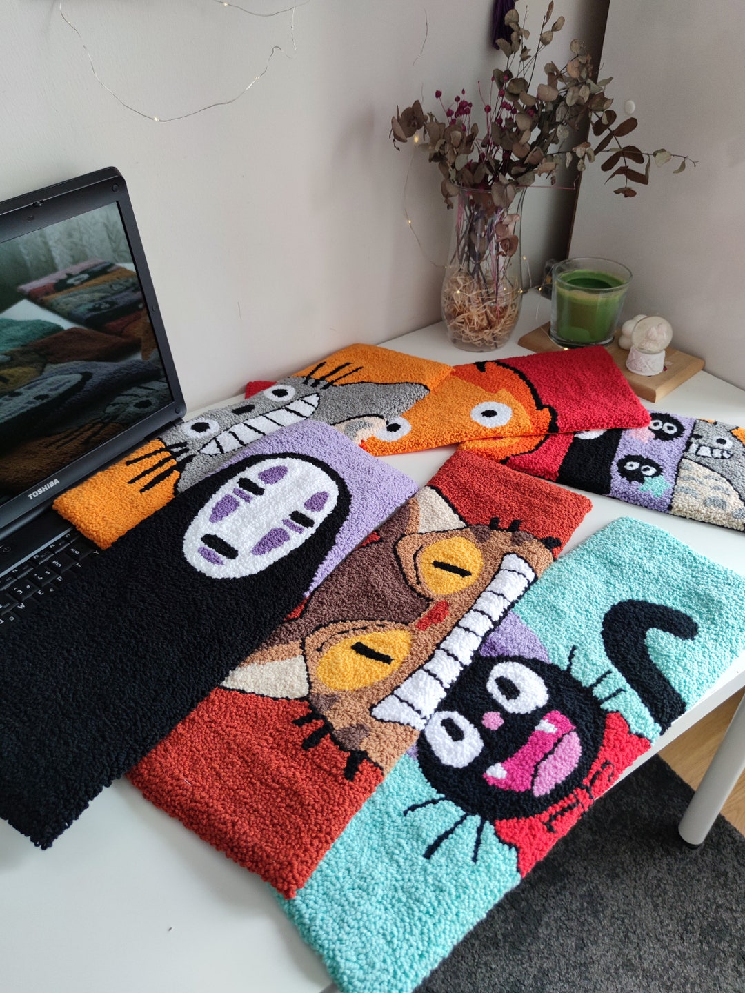 Anime Keyboard Rug, Punch Needle Keyboard Rug, Anime Figure, Desk Rug ...