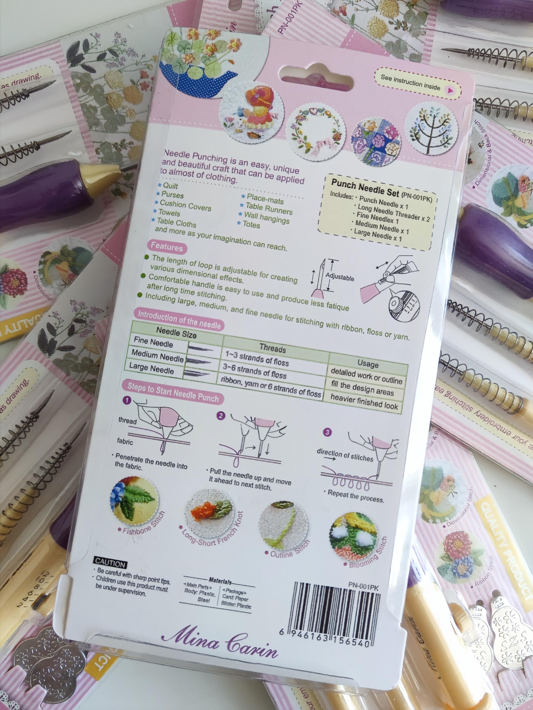 Mina Carin Punch Needle Set, 3 Size Adjustable Punch Needle, Gift for ...