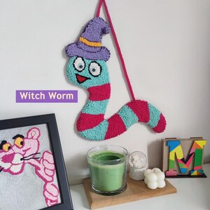 Worm Wall Decor, Punch Needle Wall Hanging, Worm Friend, Worm Wall ...