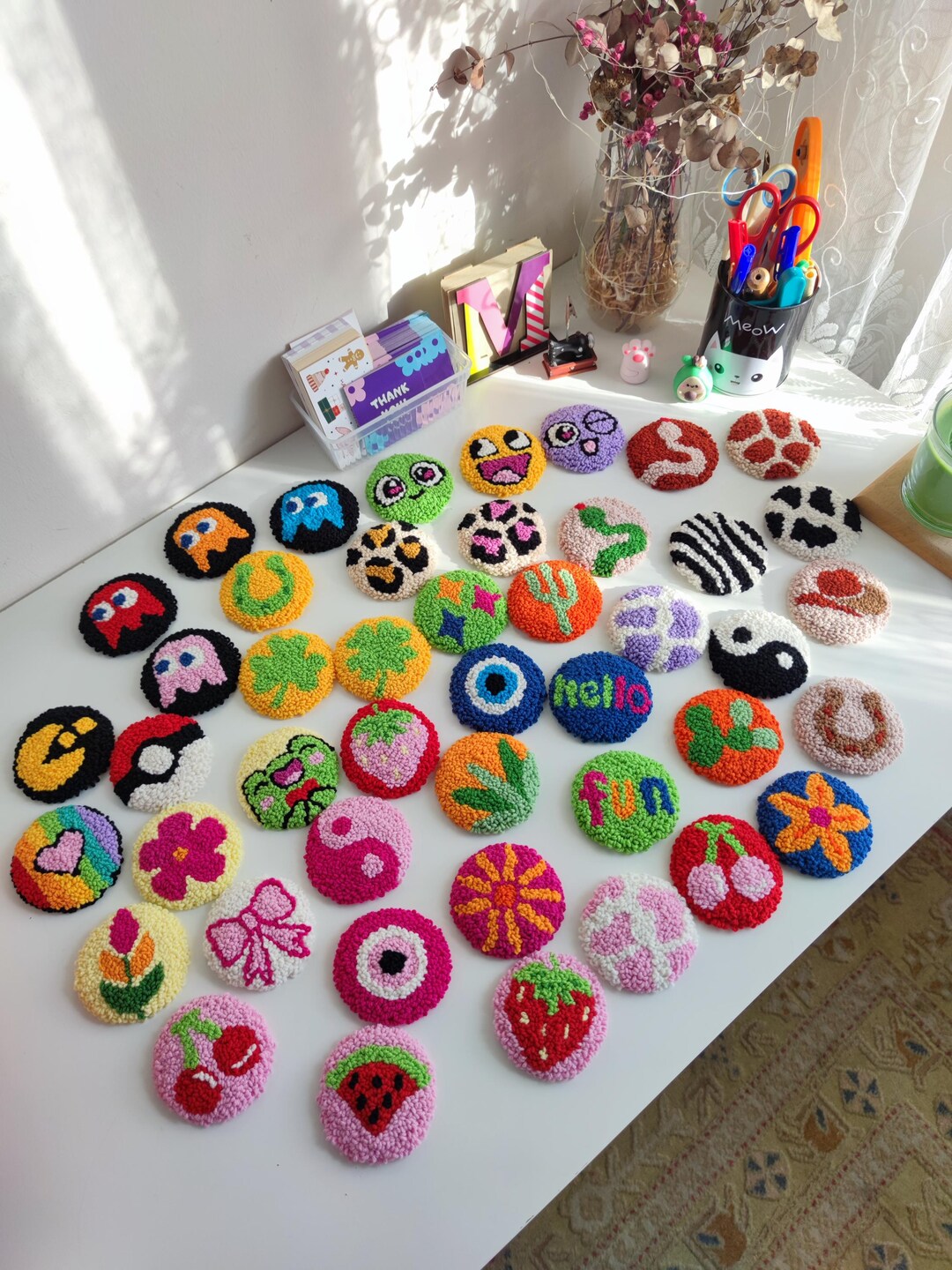 Punch Needle Car Coasters, Funny Coasters, Sport Balls Coasters, Magic ...