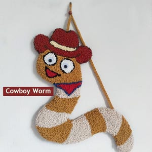 Worm Wall Decor, Punch Needle Wall Hanging, Worm Friend, Worm Wall ...