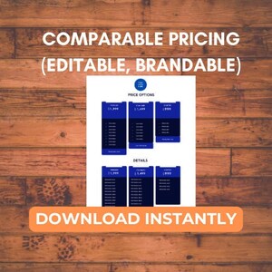 Editable Pricing Table in Word docx, Price Table for Small Business ...