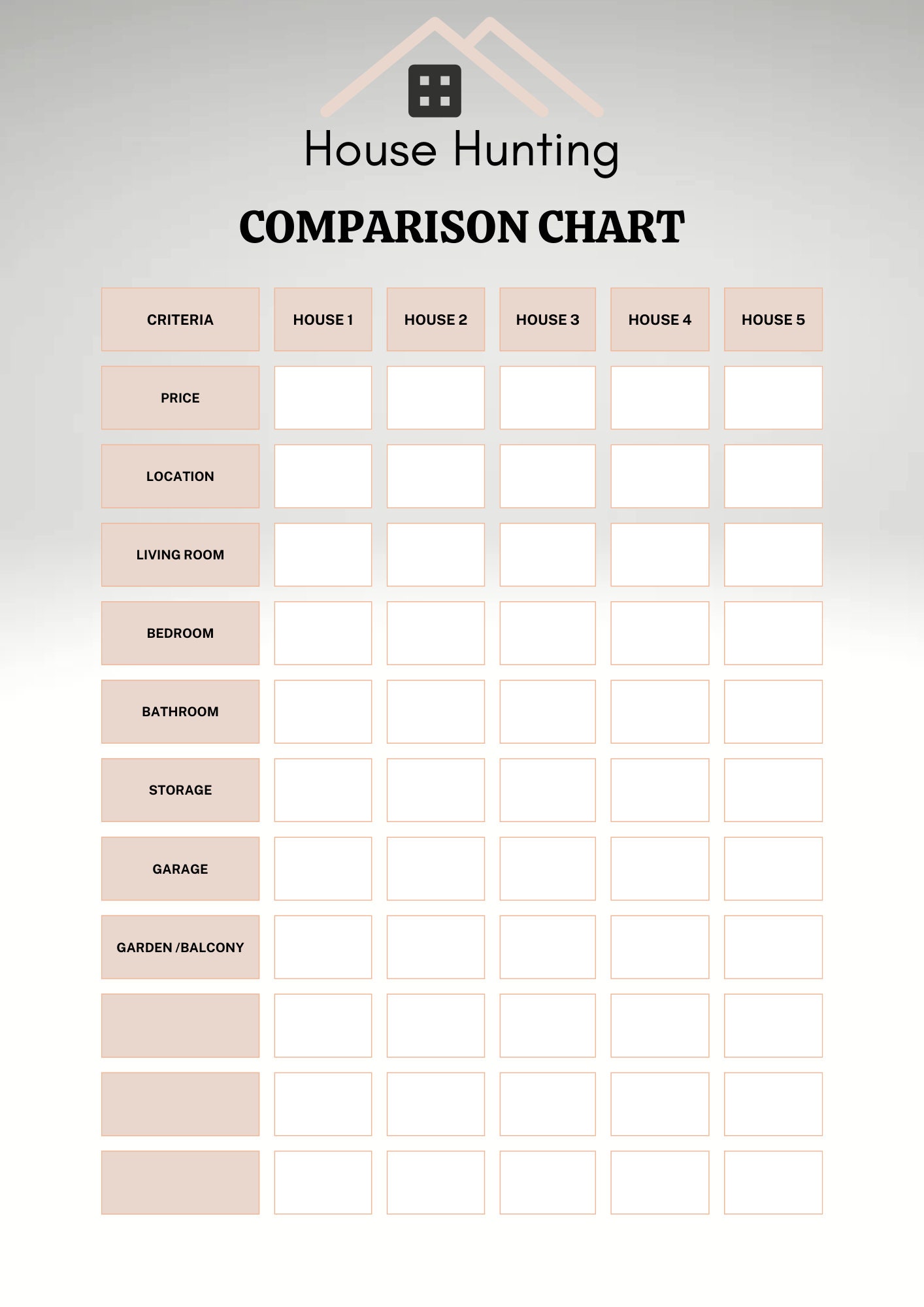 Simple House Hunting Template to Print, Apartment Hunting Checlist PDF ...