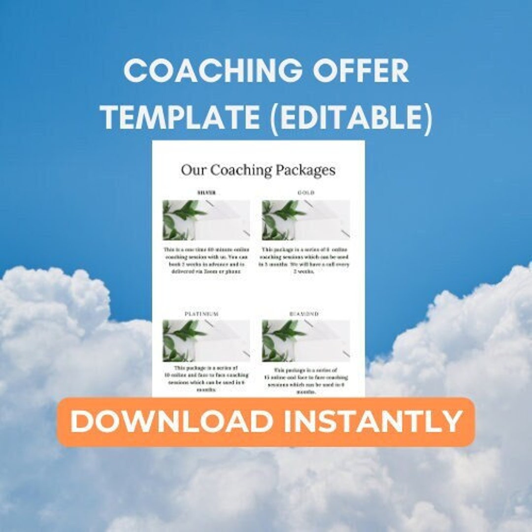 DIY Coaching Offers Template for Coaching Packages, Coaching Templates ...