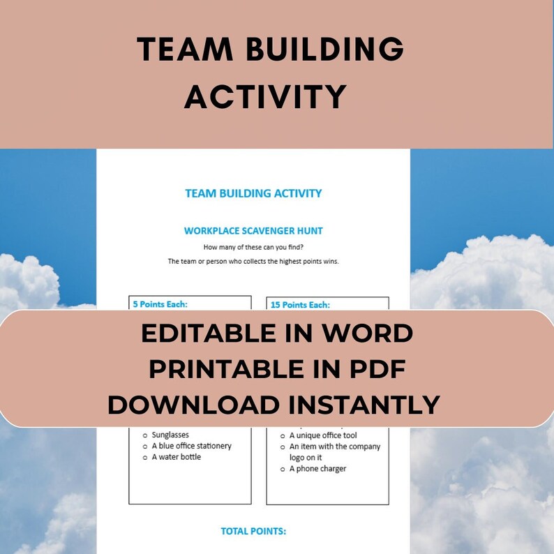 Scavenger Hunt Team Building Activity, Editable Workshop Template PDF ...