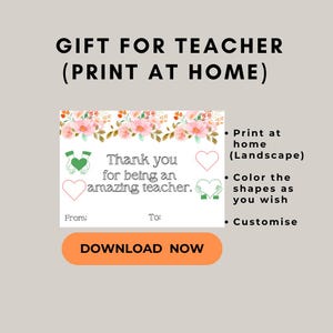 Sales!customizable Teacher Appreciation Gift, Printable Teacher Thank ...