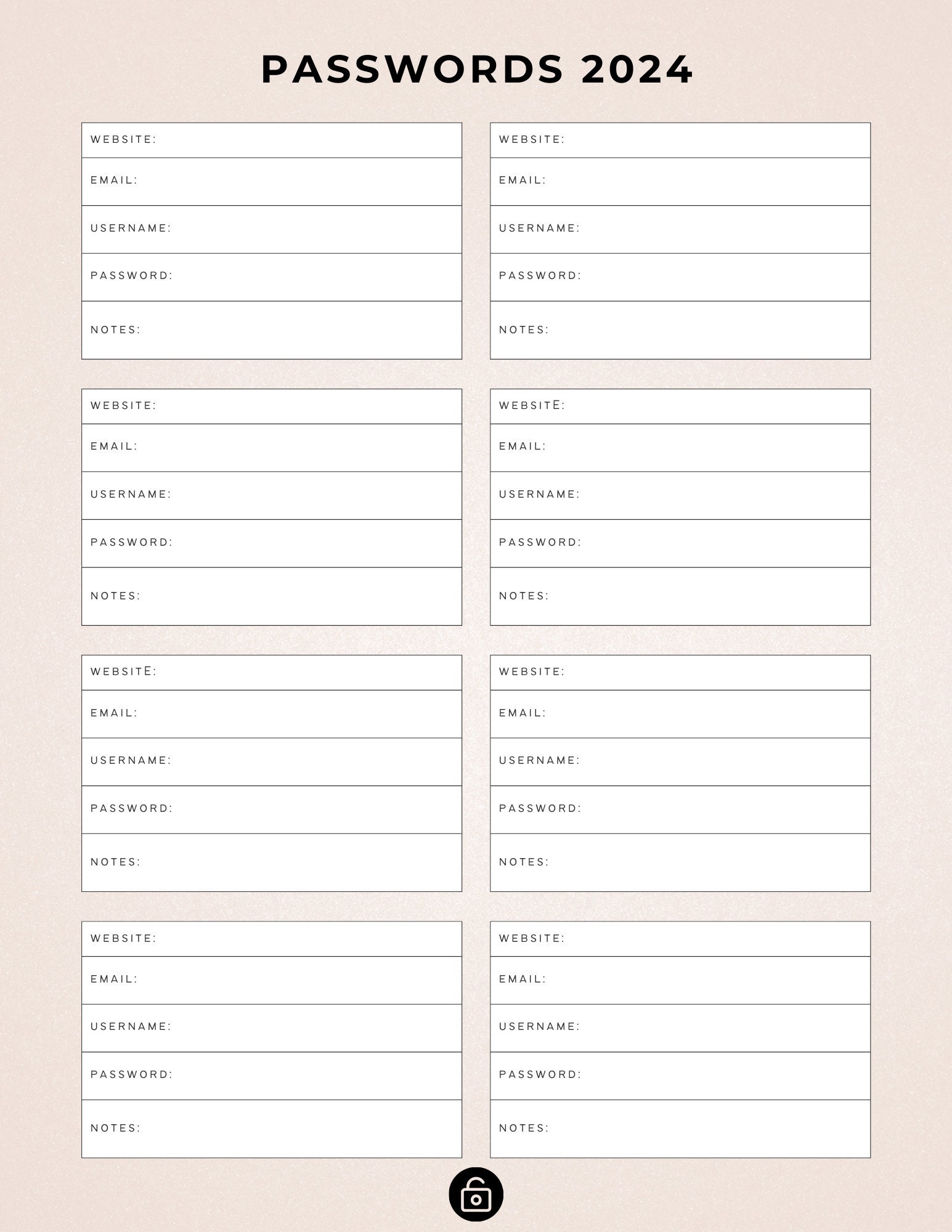 Passwords Tracker Printable and Fillable, Password Organizer, Password ...