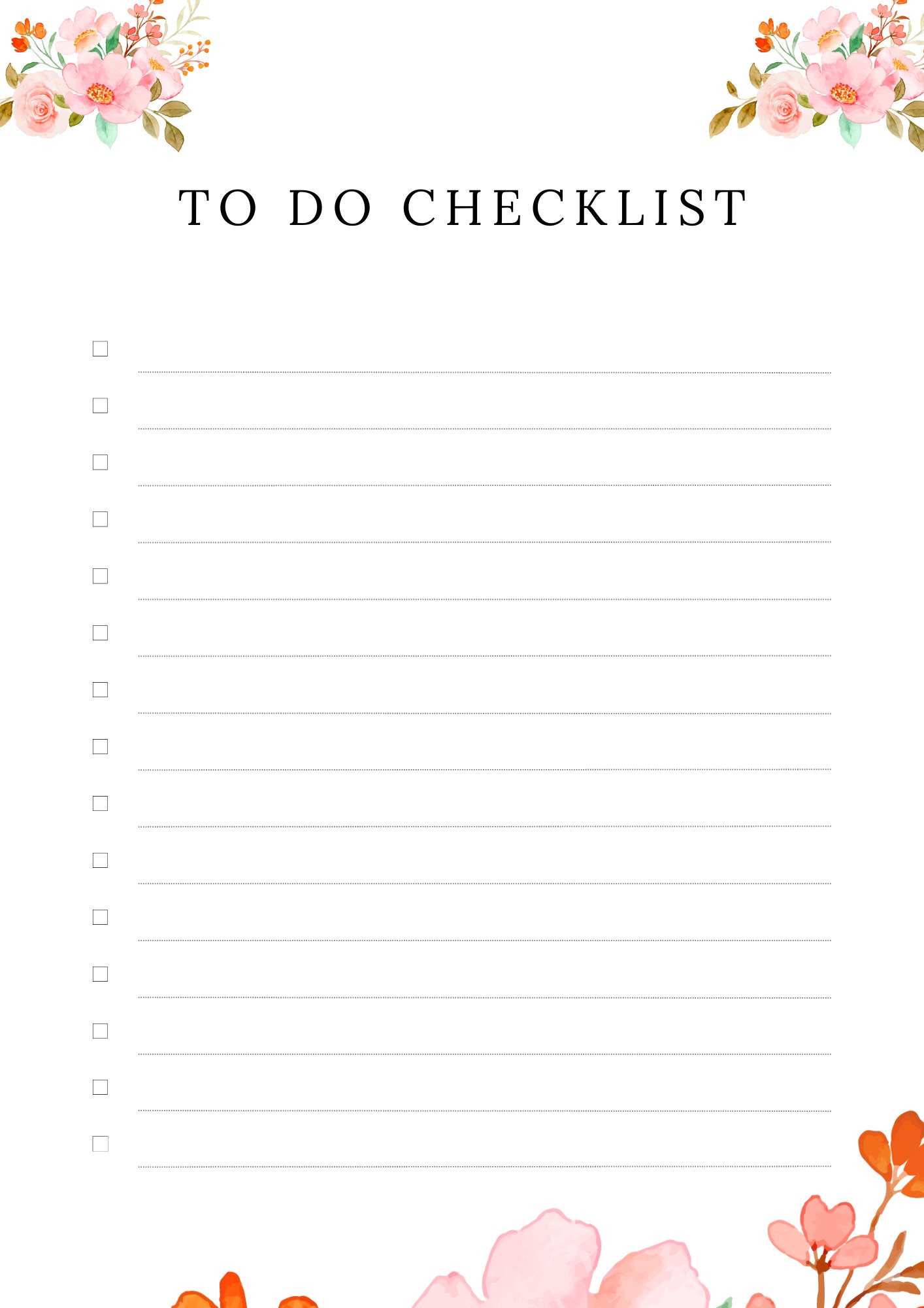 Printable PDF to Do List With Checkboxes, Planner Todo List, A4/PDF, to ...