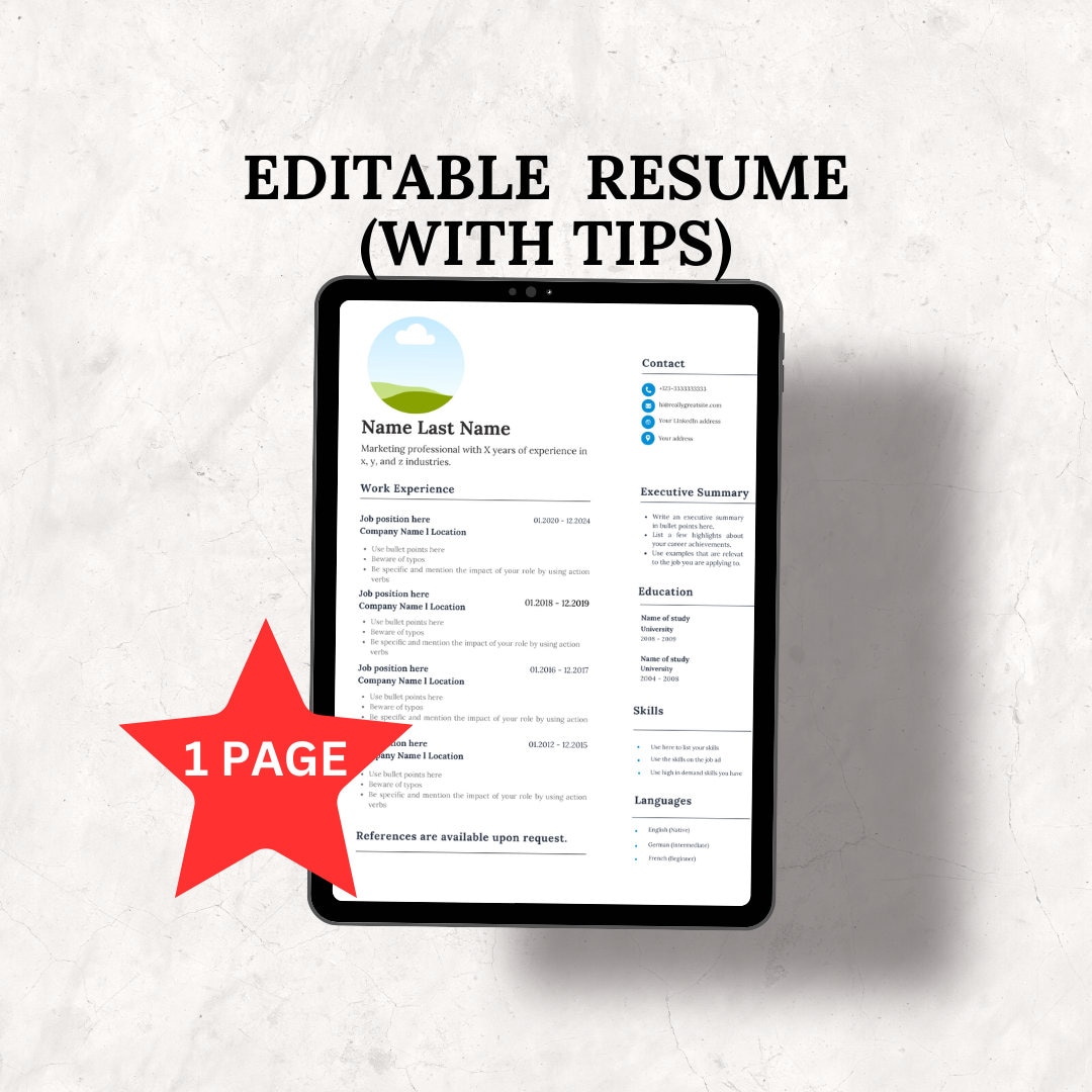 Minimalist Resume Template 2023 2024, Editable Basic Resume Example ...
