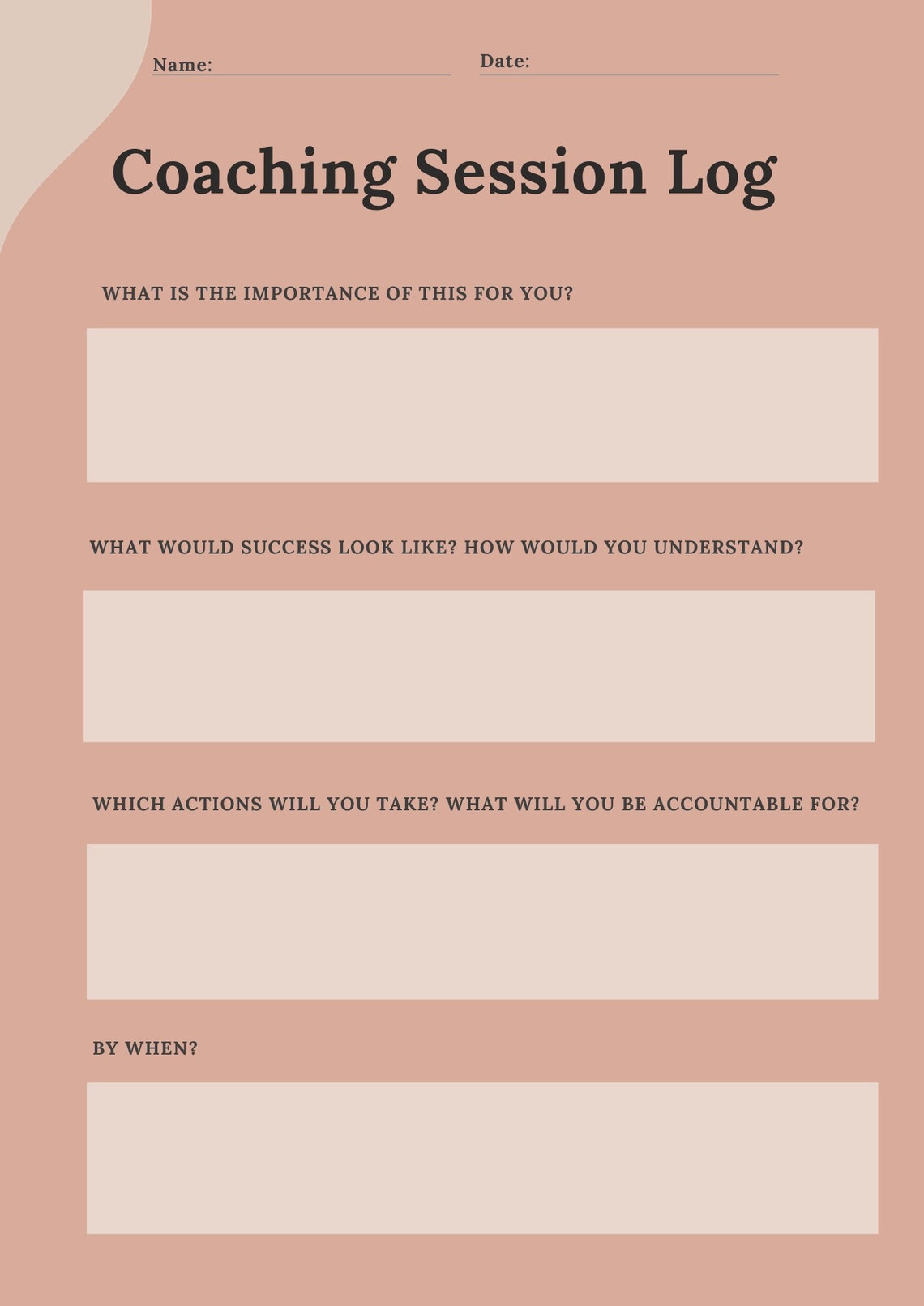 Coaching Session Template for Coaching, Template for Executive Coaching ...