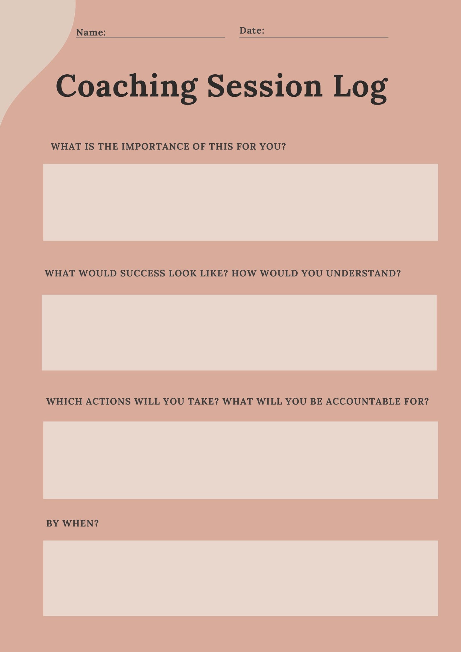 Coaching Session Template for Coaching Session Tool for Executive ...