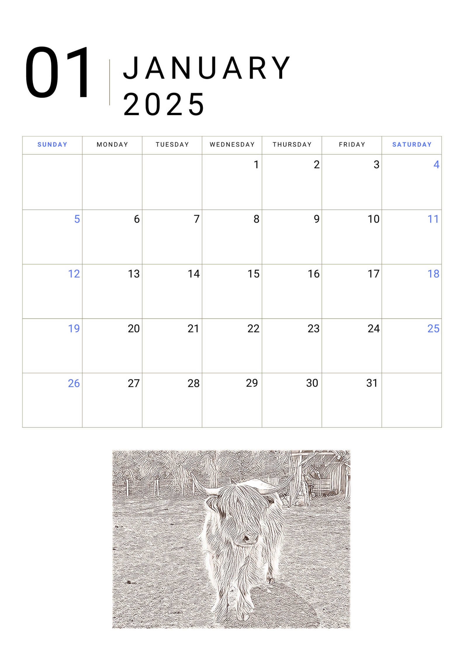 Print at Home Animals Calendar Template, 2025 Printable Coloring Pages ...