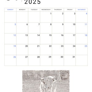 Print at Home Animals Calendar Template, 2025 Printable Coloring Pages ...