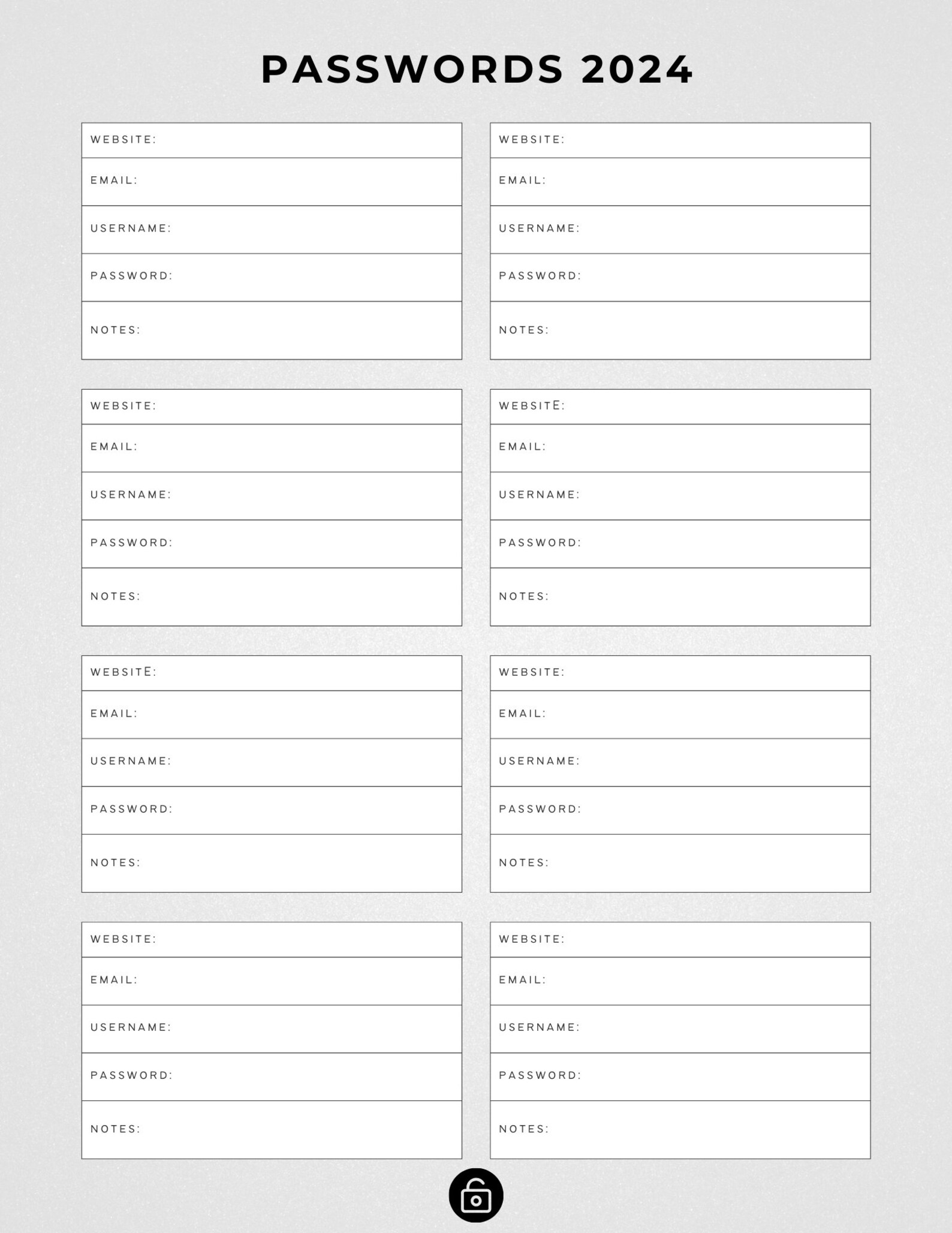 Passwords Tracker Printable and Fillable, Password Organizer, Password ...