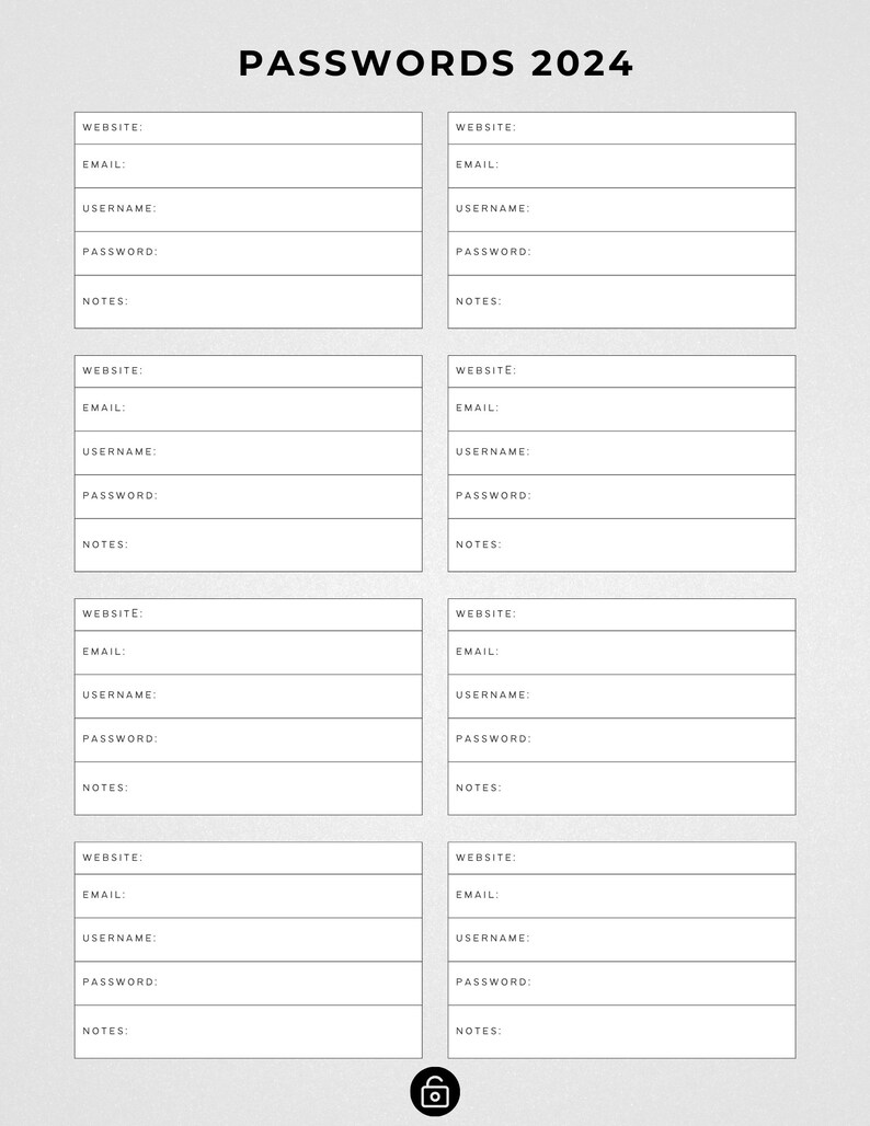 Passwords Tracker Printable and Fillable, Password Organizer, Password ...