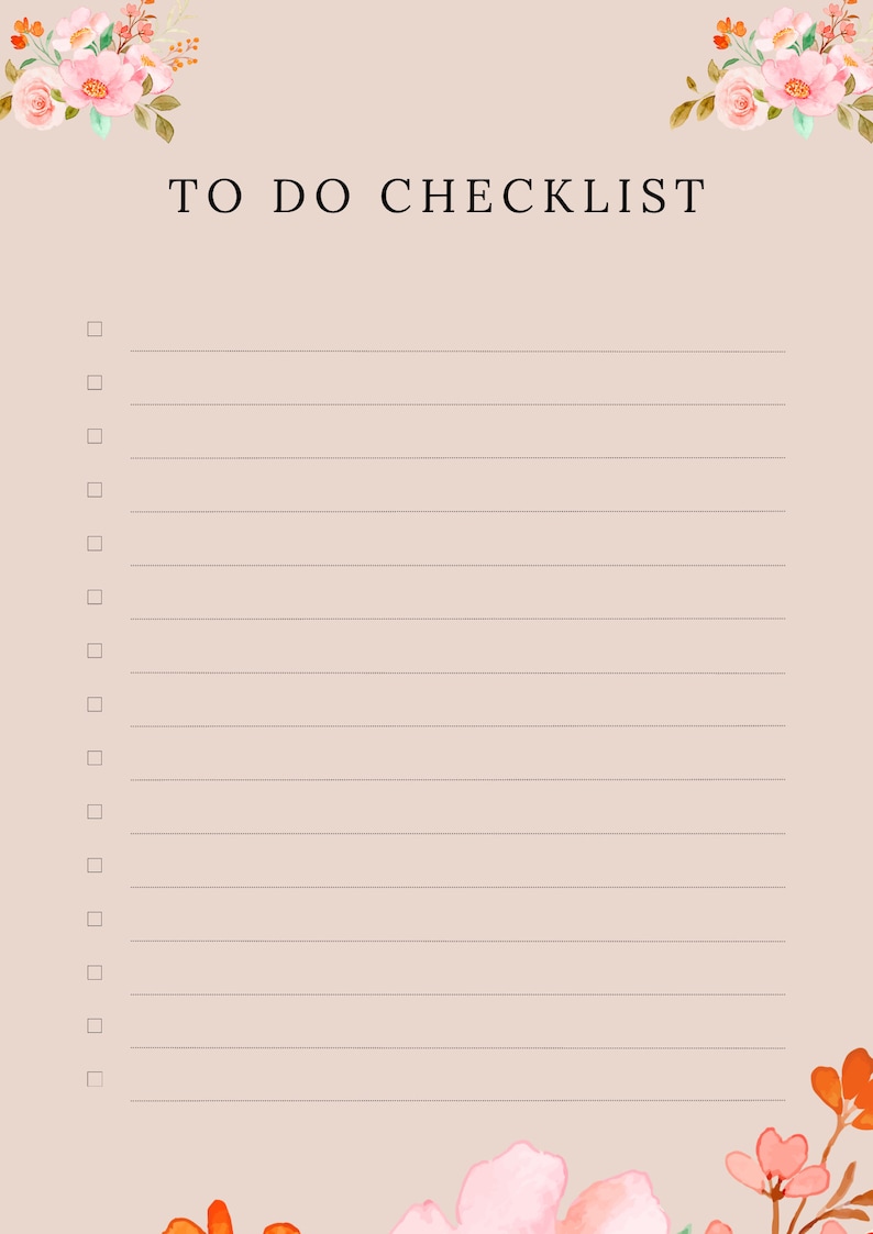 Printable to Do List With Checkboxes PDF A4, Template for Work ...