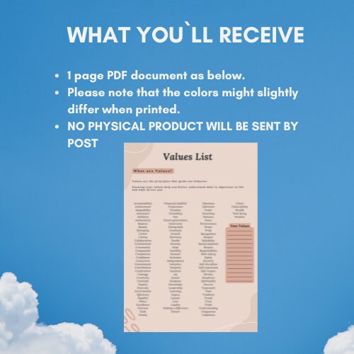 Coaching Templates, Core Values List, Values Exploration Printable PDF ...