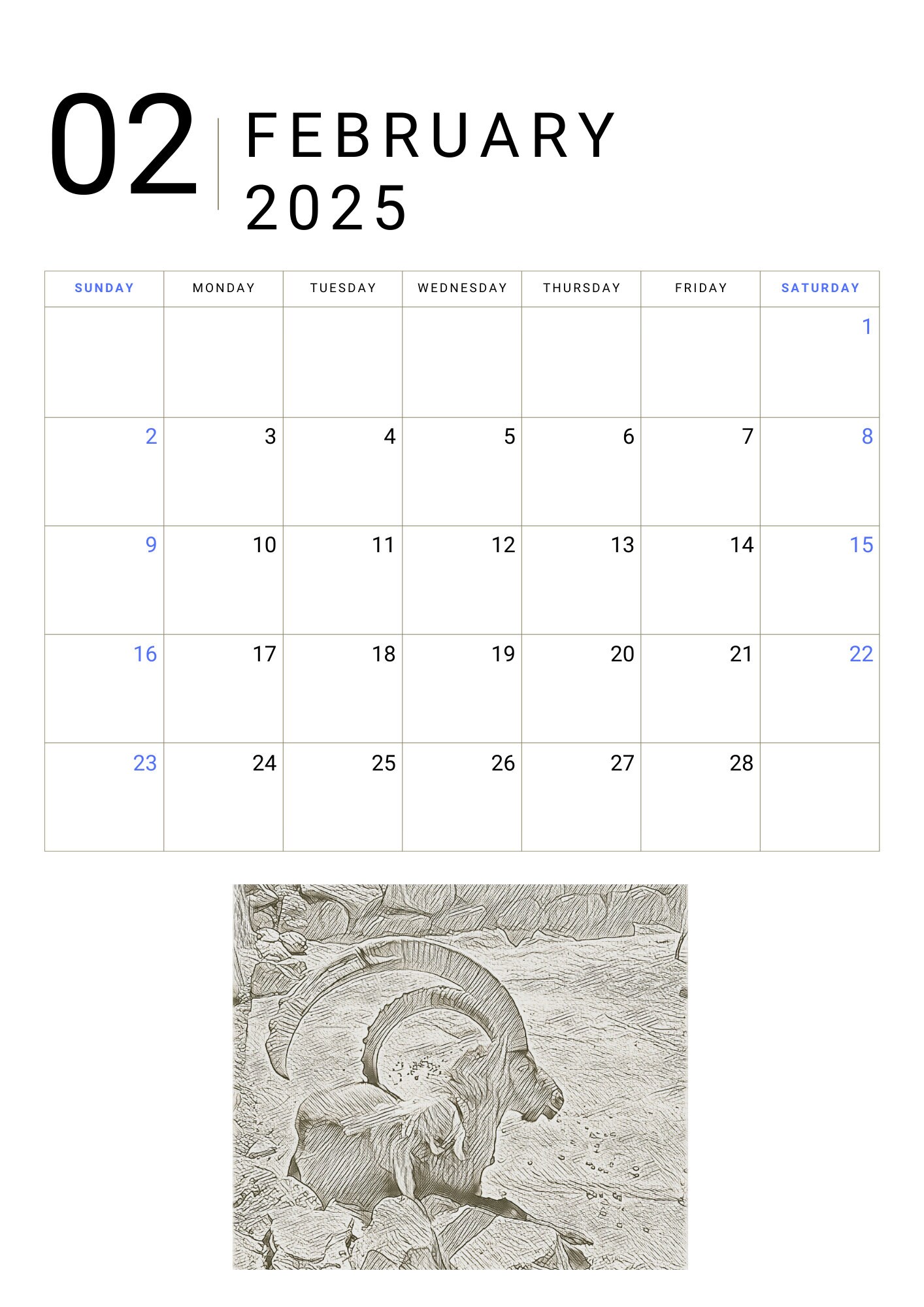Print at Home Animals Calendar Template, 2025 Printable Coloring Pages ...
