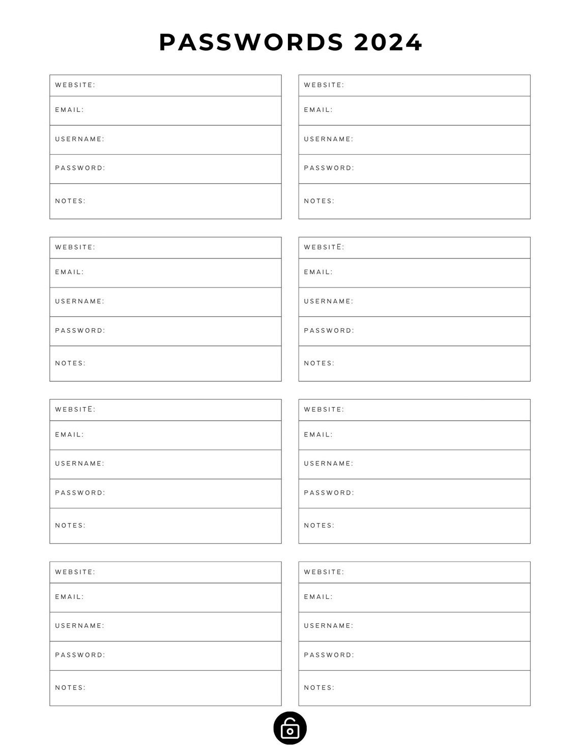 Passwords Tracker Printable and Fillable, Password Organizer, Password ...