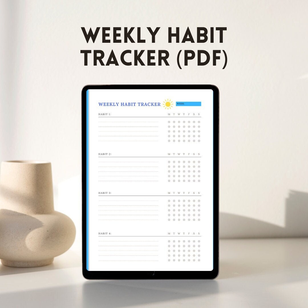 Weekly Habit Tracker Printable, Digitaldownload, 7 Day Weekly Planner ...