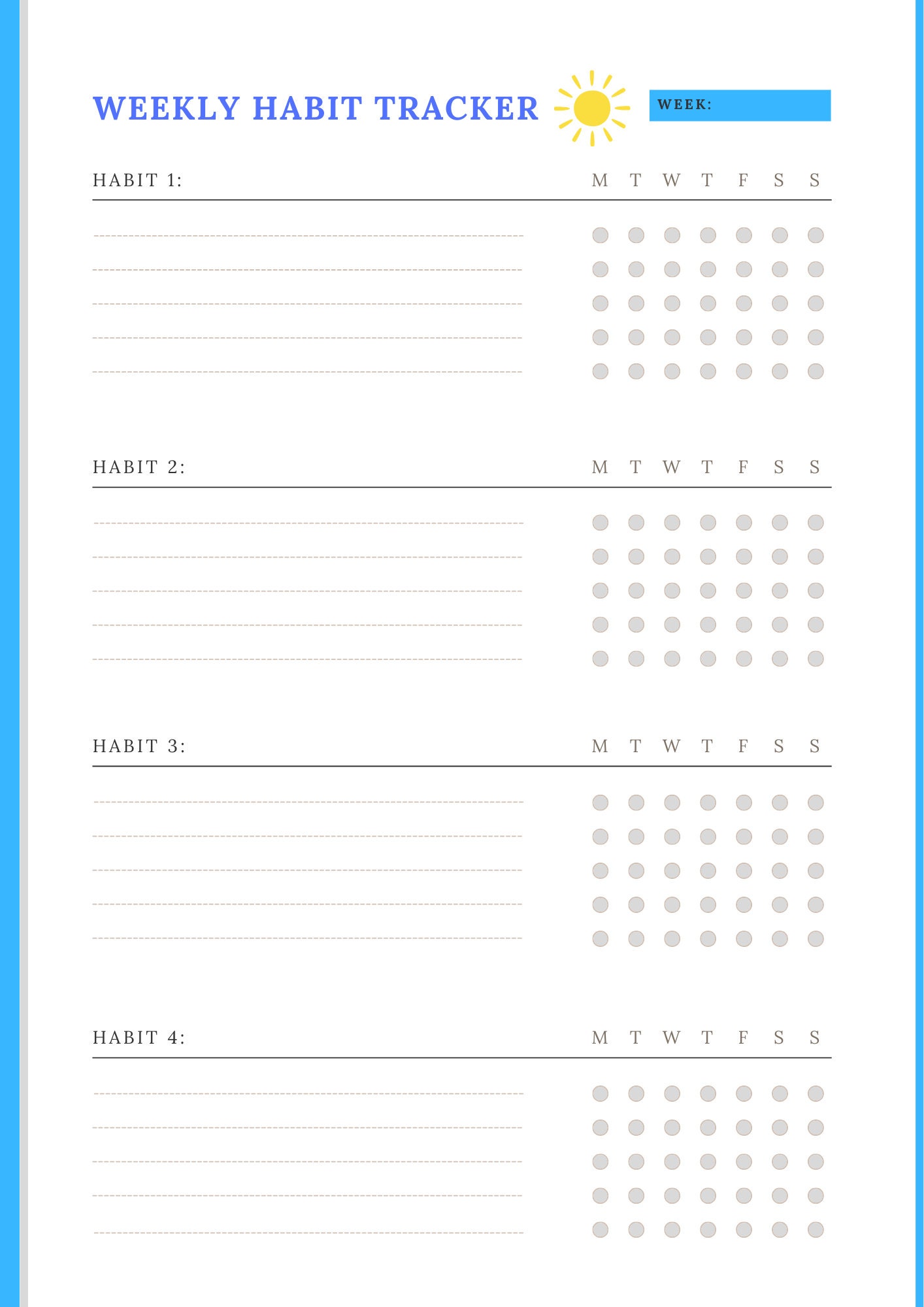 Weekly Routine Weekly Habit Tracker Printable, Habit Tracker Template ...