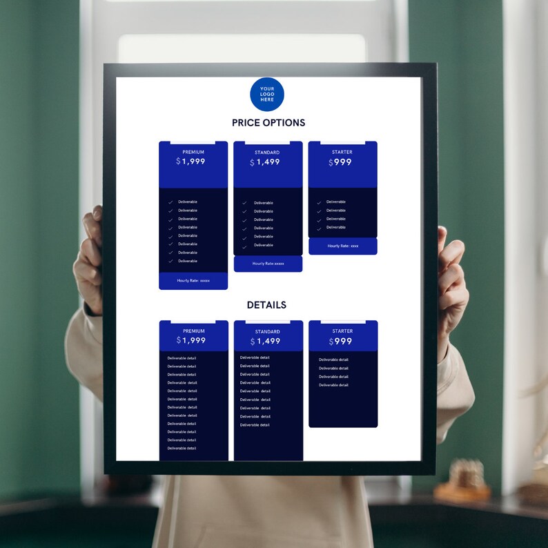 Comparable Pricing Table, Price Table for Small Business, Pricing List ...