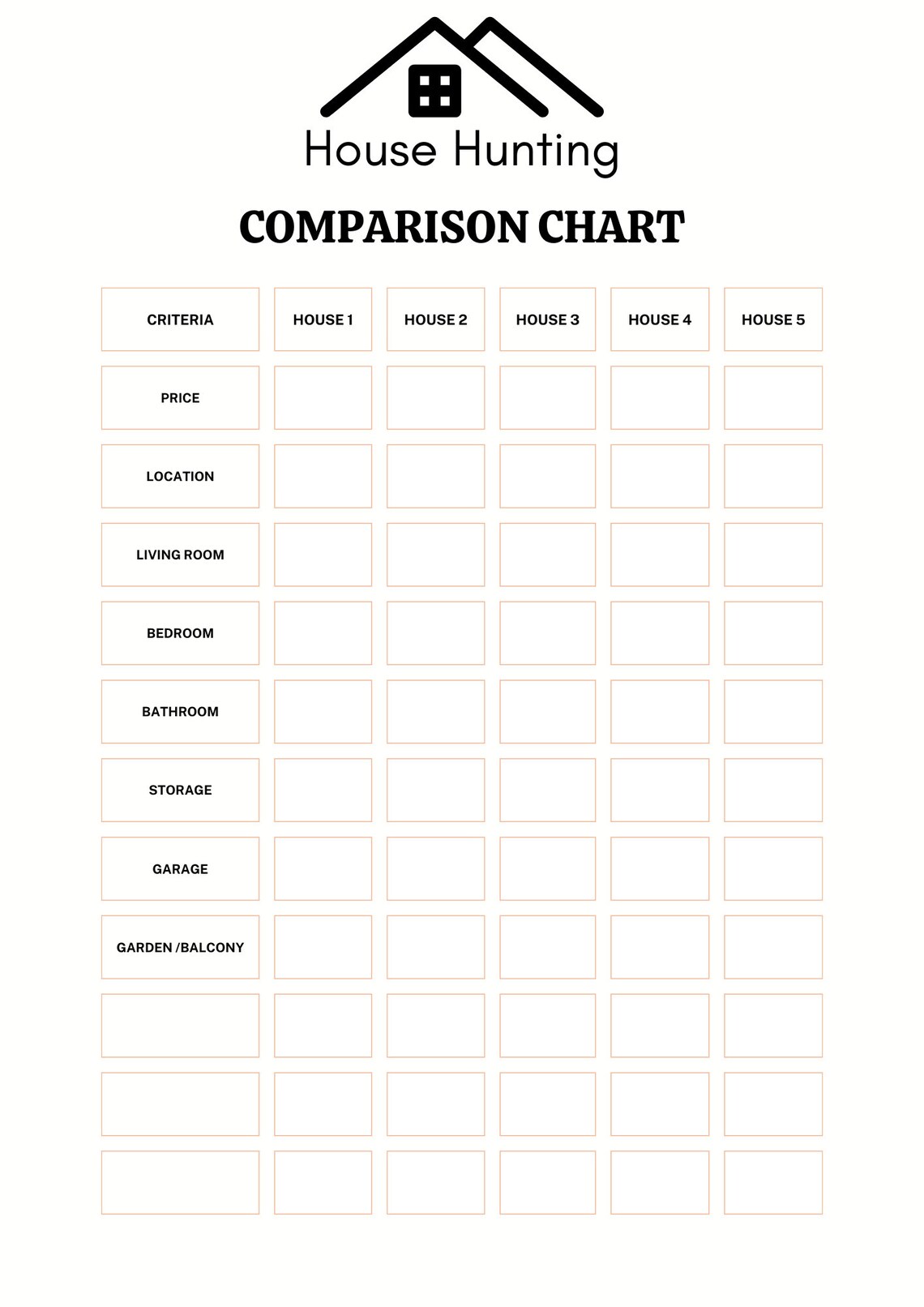 Simple House Hunting Template to Print, Apartment Hunting Checlist PDF ...