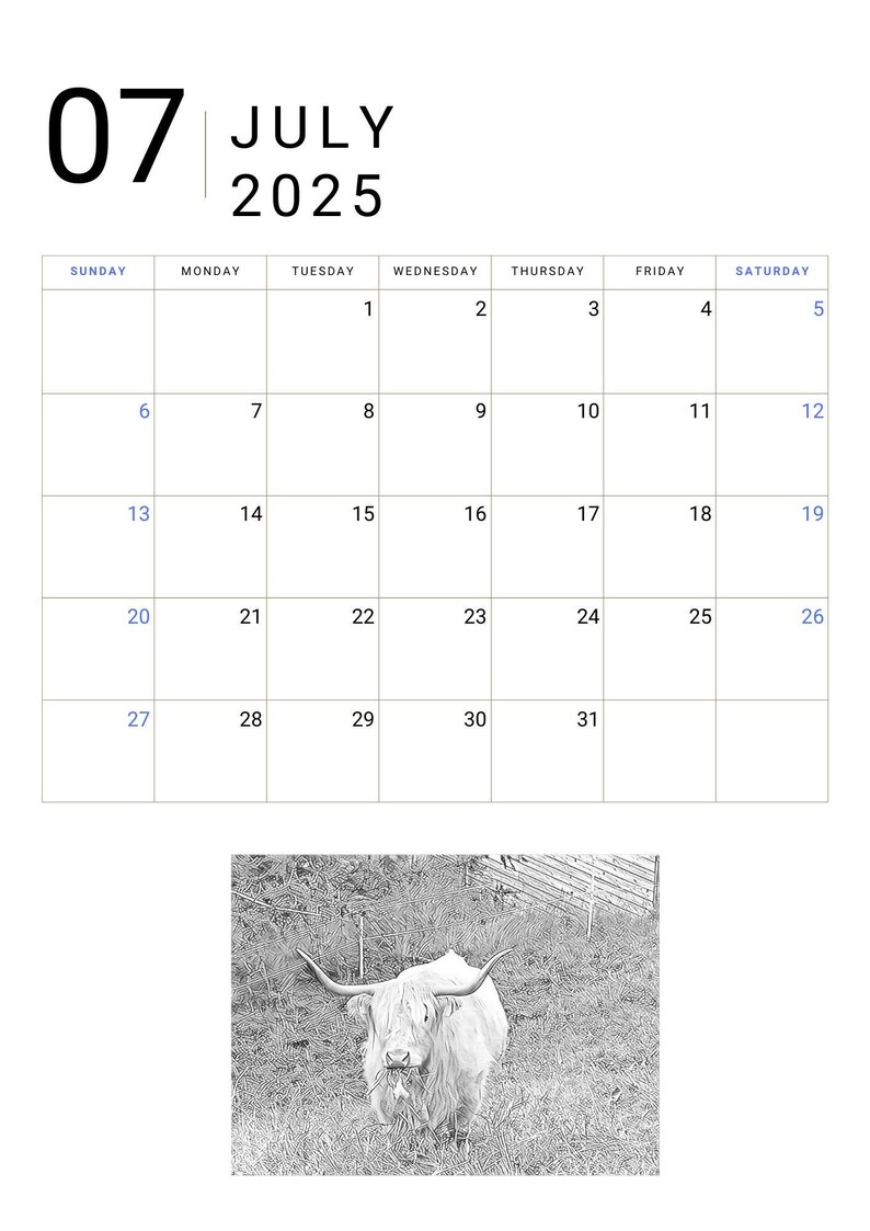 Print at Home Animals Calendar Template, 2025 Printable Coloring Pages ...