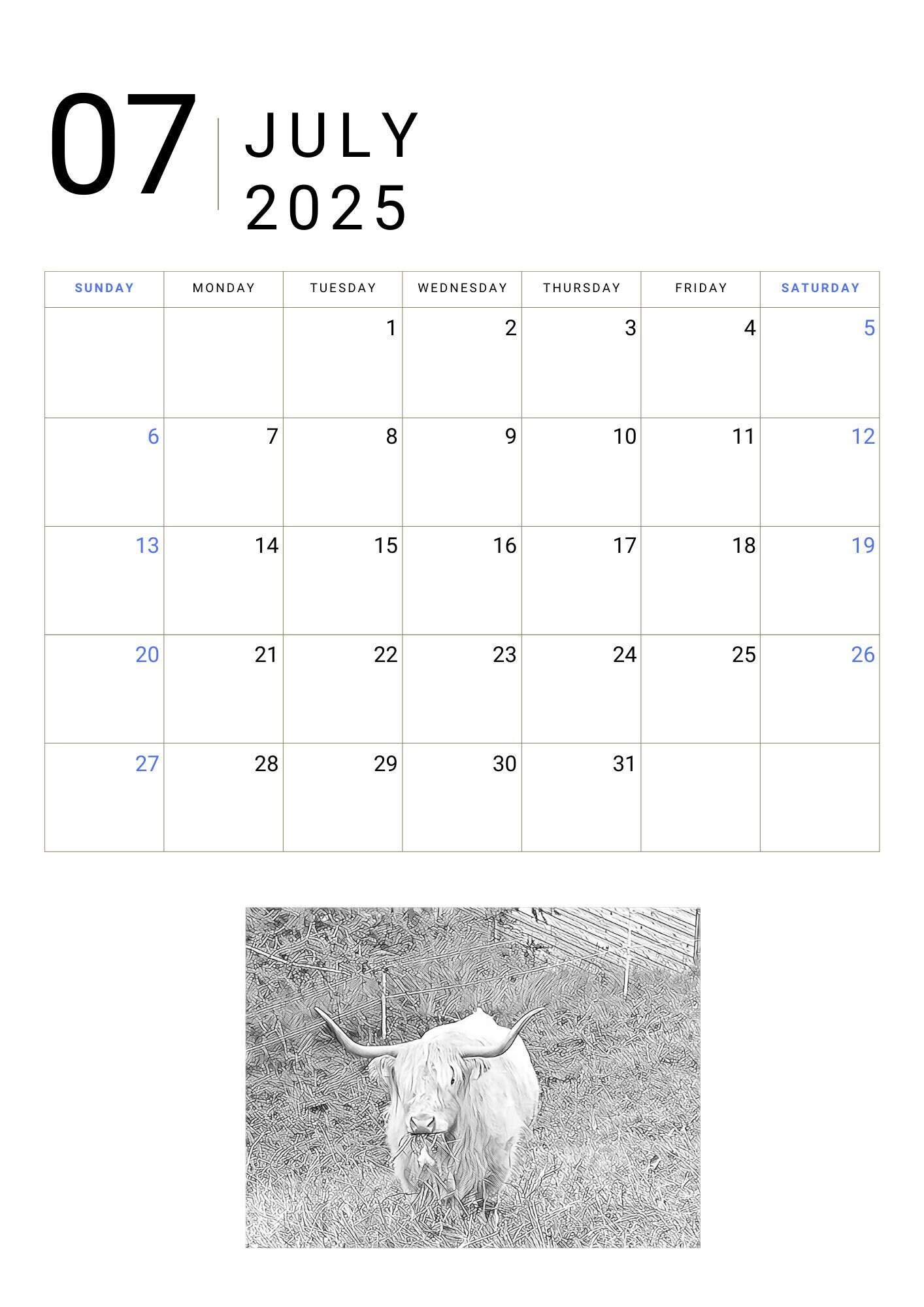 Print at Home Animals Calendar Template, 2025 Printable Coloring Pages ...