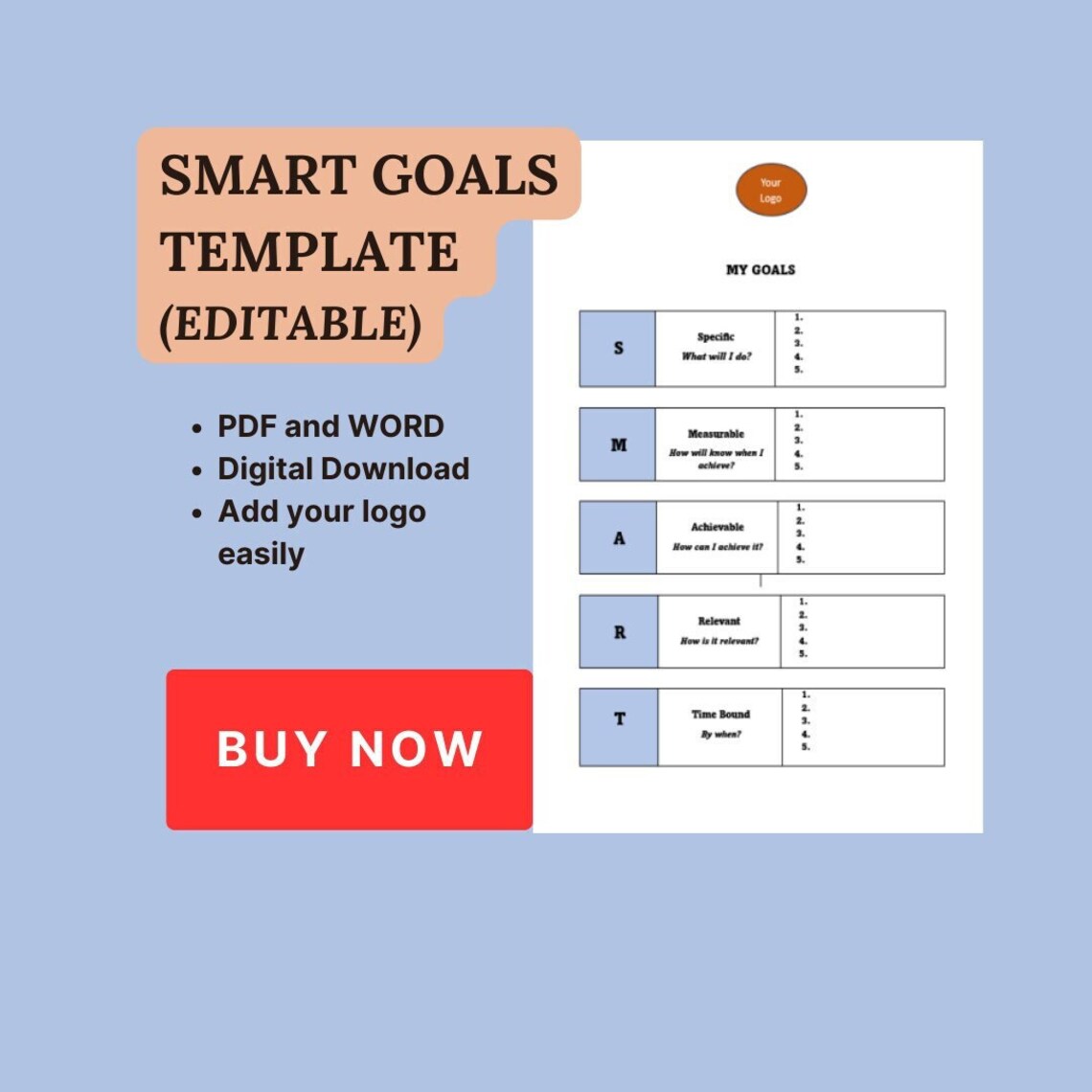Goals Template for Employees, SMART Goals Template for Executive ...