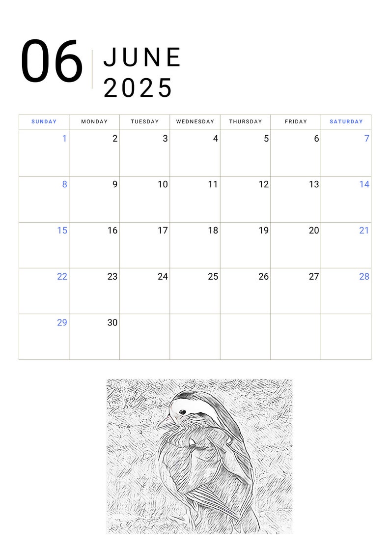 Print at Home Animals Calendar Template, 2025 Printable Coloring Pages ...