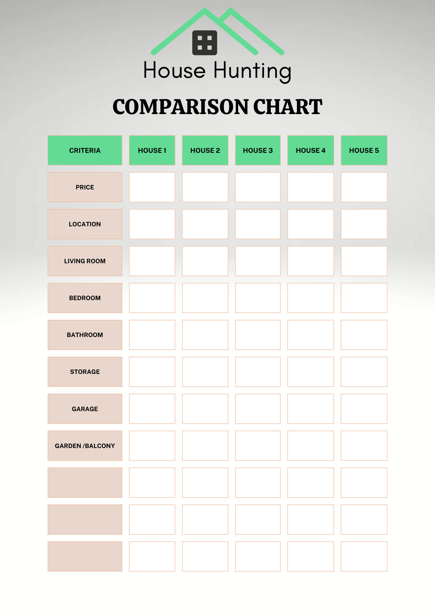 Simple House Hunting Template to Print, Apartment Hunting Checlist PDF ...