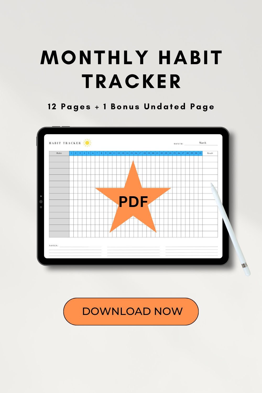 Monthly Routine Tracker Printable Landscape, Habit Tracker Printable ...