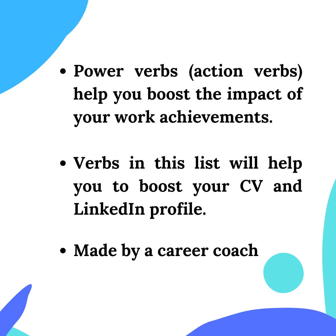Action Verbs for CV, Power Verbs for Resume, Minimalist Resume ...