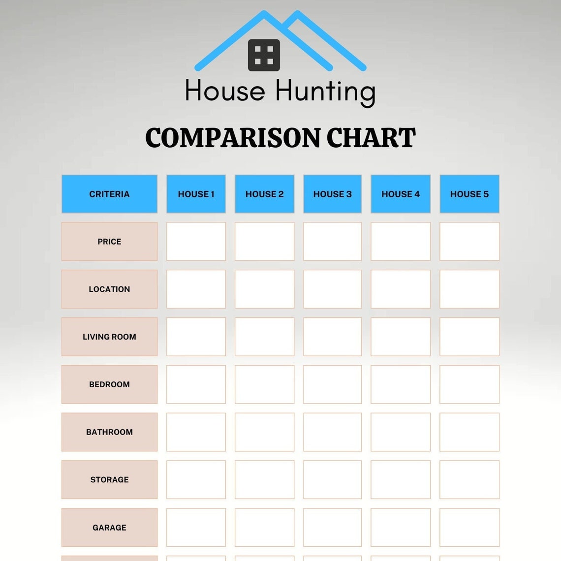 Simple House Hunting Template to Print, Apartment Hunting Checlist PDF ...