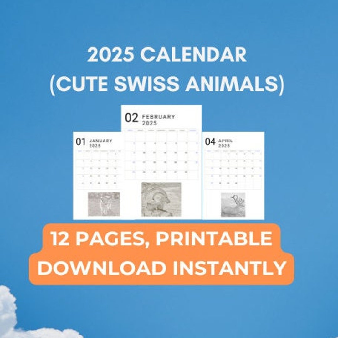 Print at Home Animals Calendar Template, 2025 Printable Coloring Pages ...