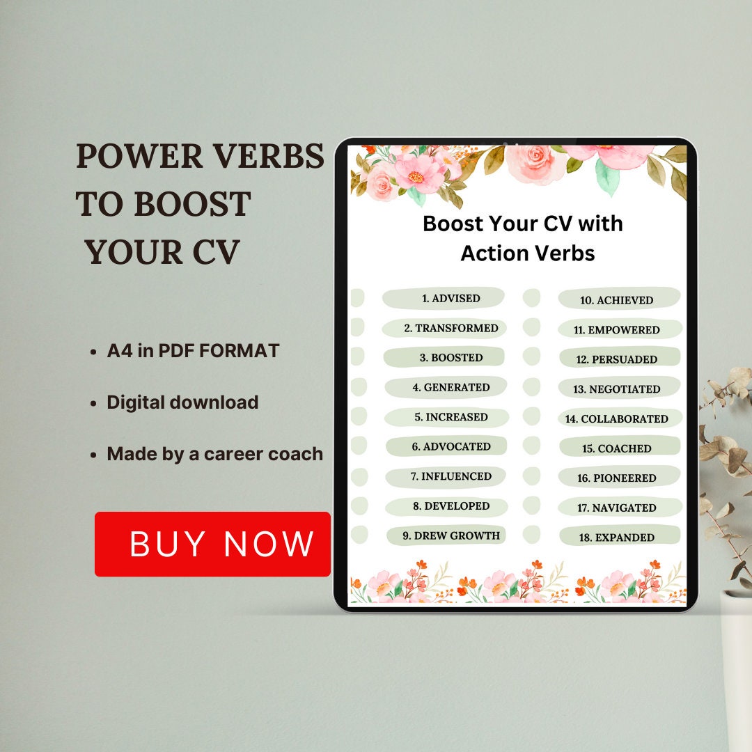 Action Verbs for CV, Power Verbs for Resume, Minimalist Resume ...