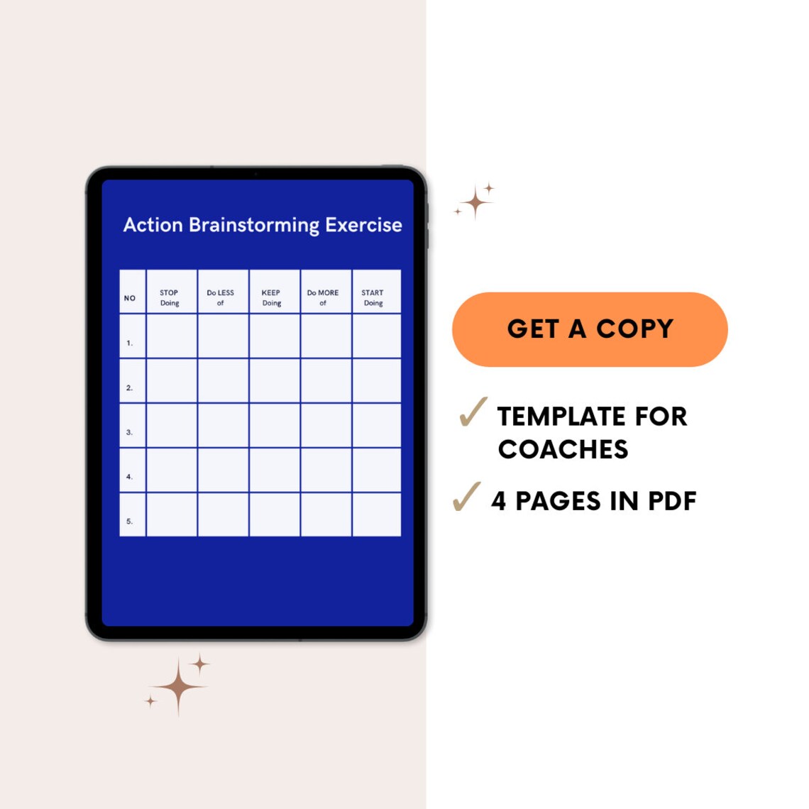 Printable Coachingworksheet, Action Brainstorming Worksheet Pdf, Brainstorming Action Plan PDF ...