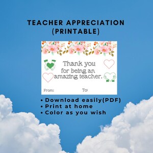 Sales!customizable Teacher Appreciation Gift, Printable Teacher Thank ...