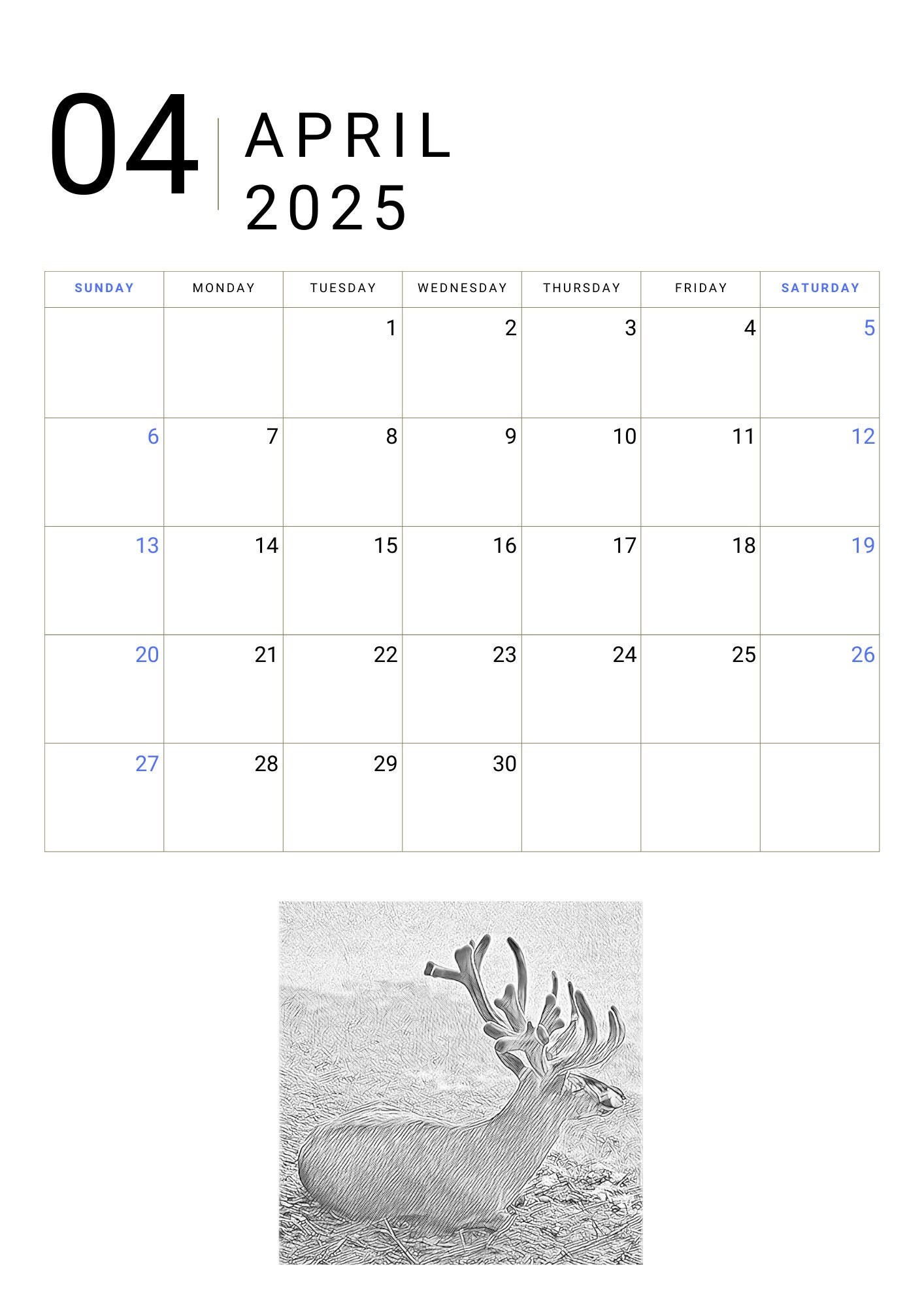 Print at Home Animals Calendar Template, 2025 Printable Coloring Pages ...