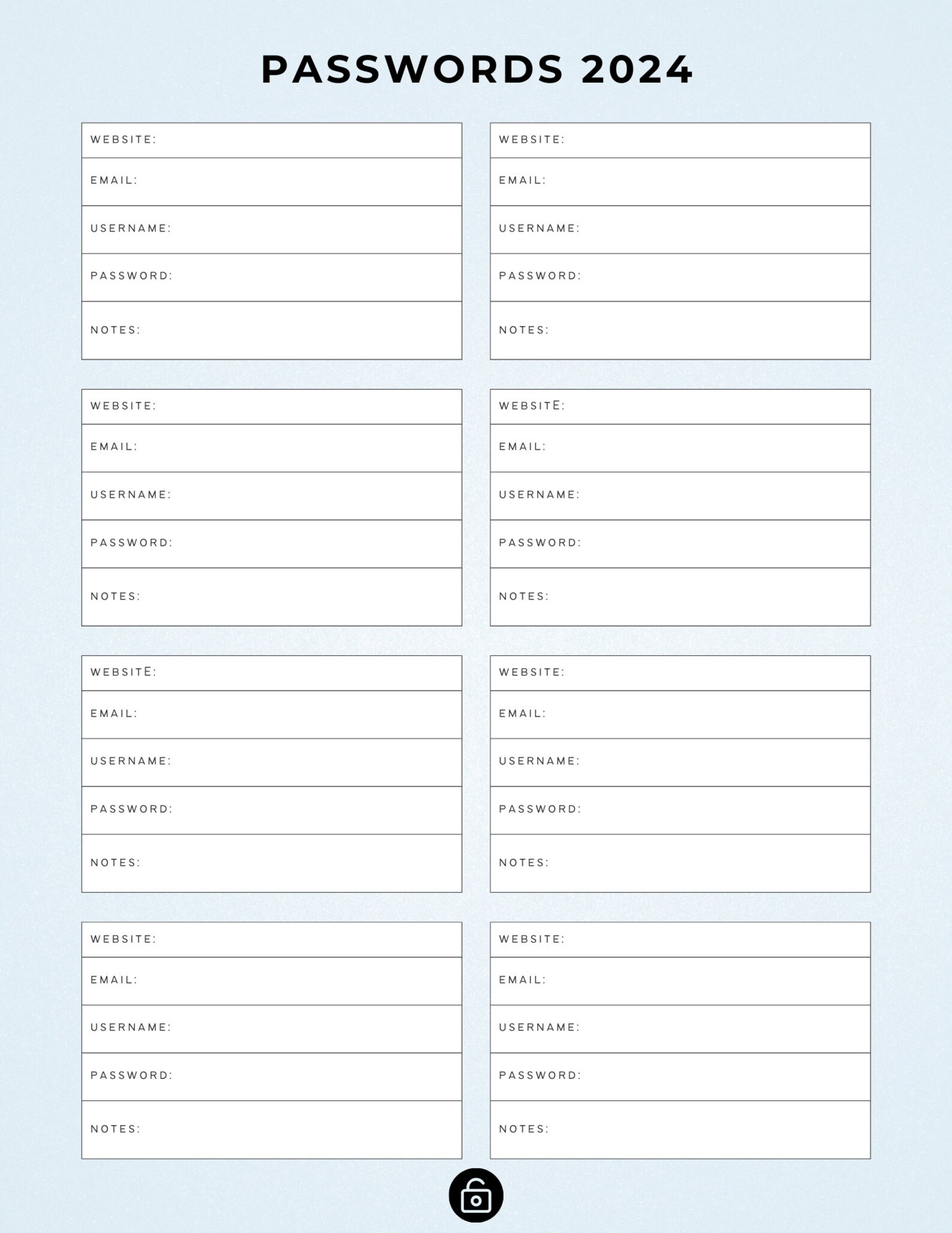 Passwords Tracker Printable and Fillable, Password Organizer, Password ...