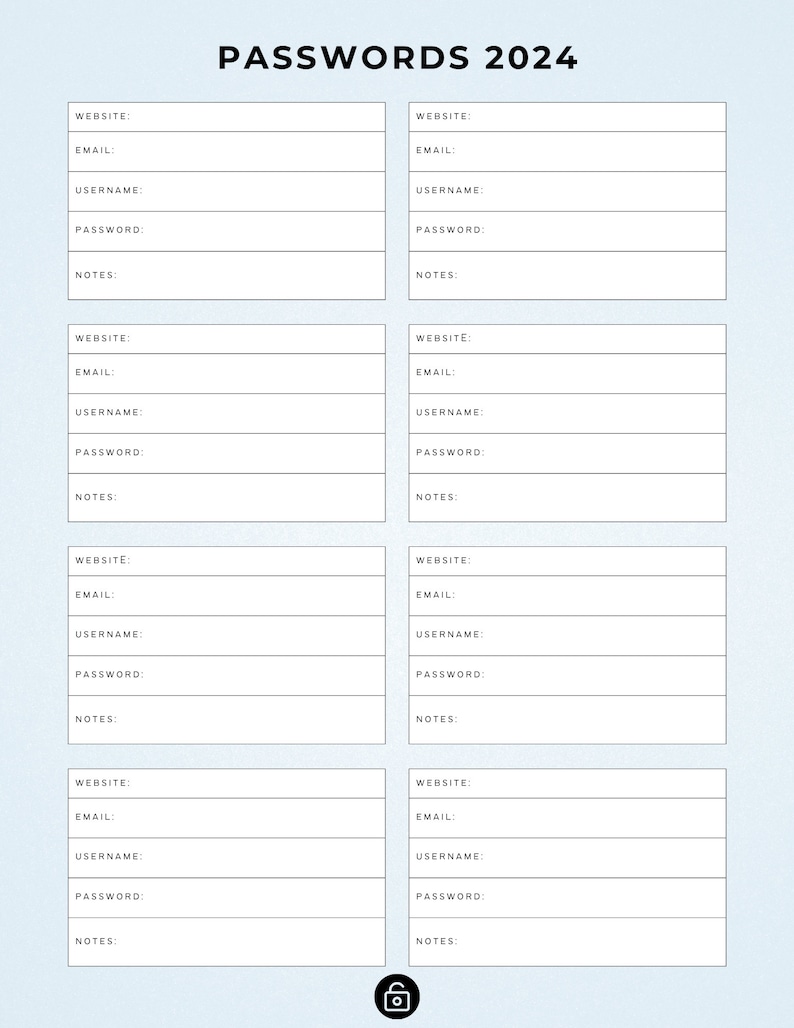 Passwords Tracker Printable and Fillable, Password Organizer, Password ...