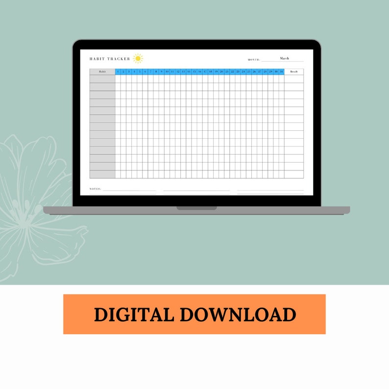 Instant Download Monthly Habit Tracker, Habits Tracking, Monthly ...