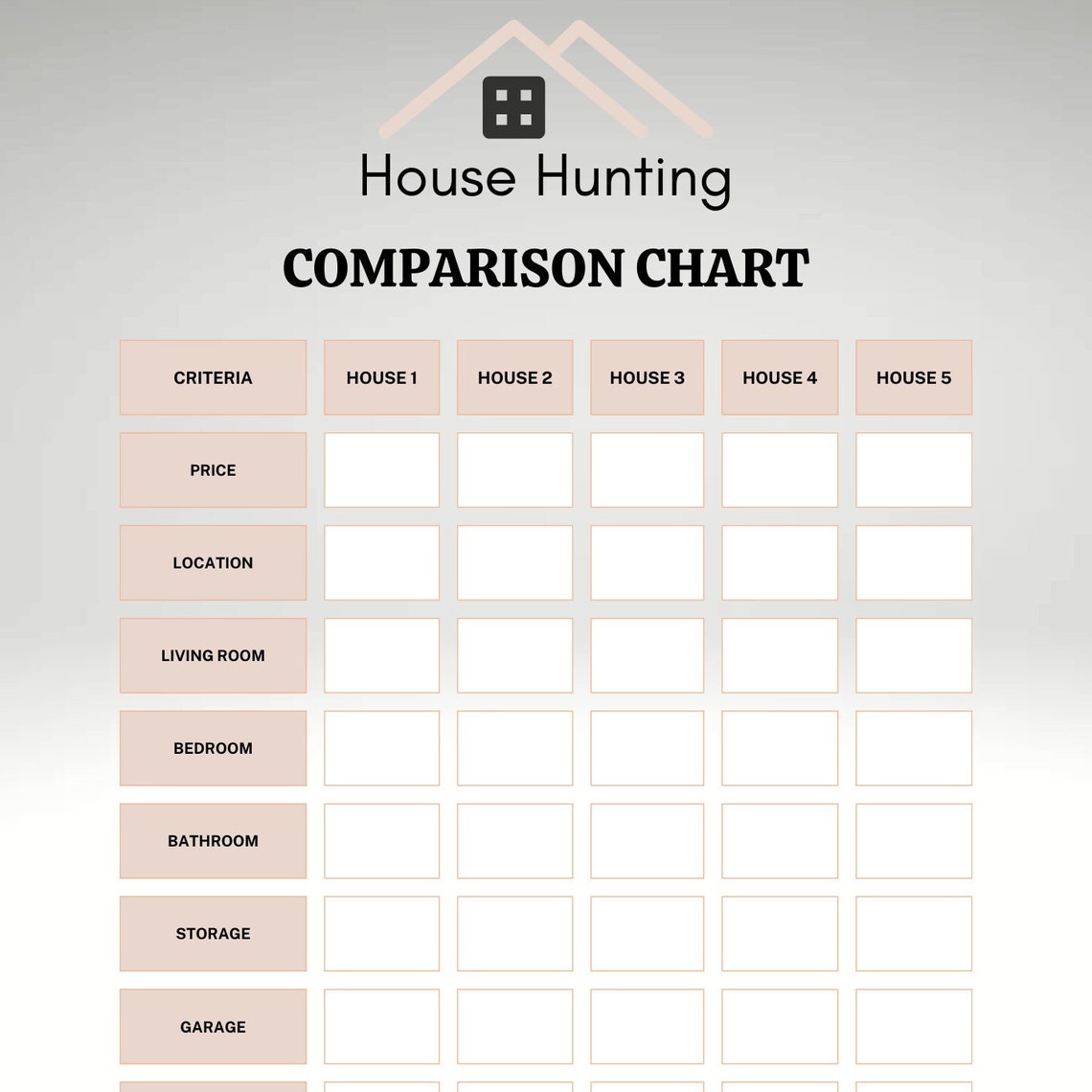 Simple House Hunting Template to Print, Apartment Hunting Checlist PDF ...