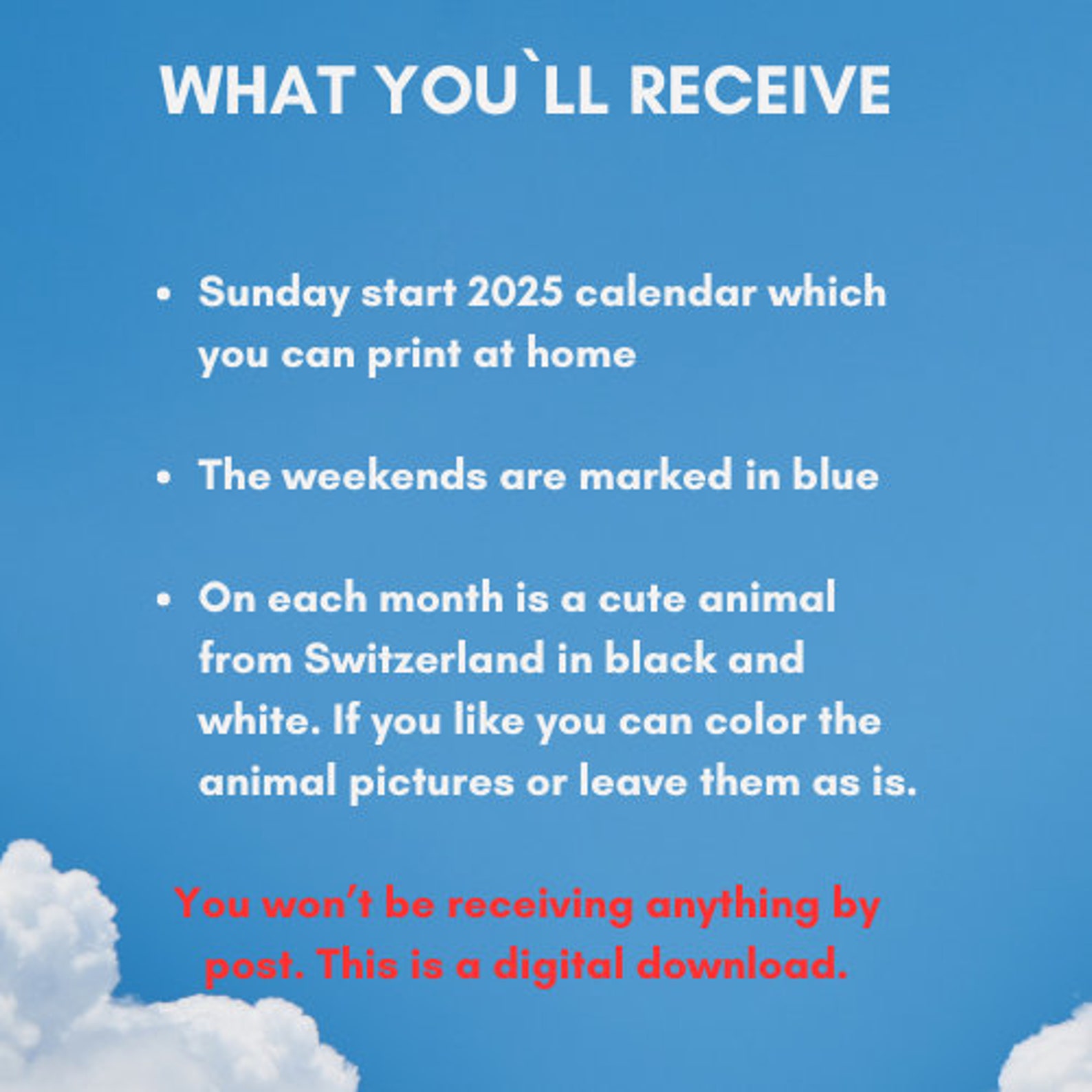 Print at Home Animals Calendar Template, 2025 Printable Coloring Pages ...