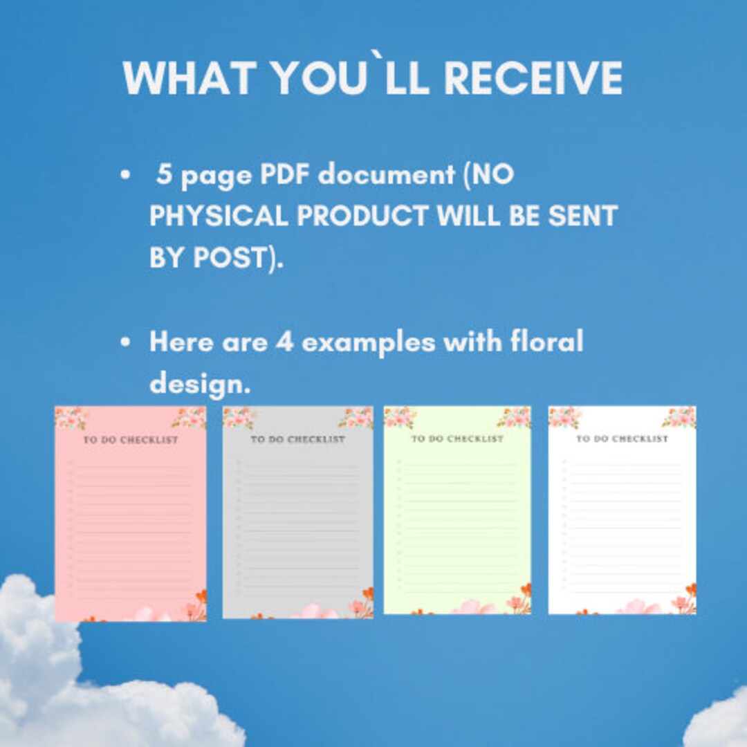 PRINTABLE Cute to Do List With Checkboxes, Floral Template ...