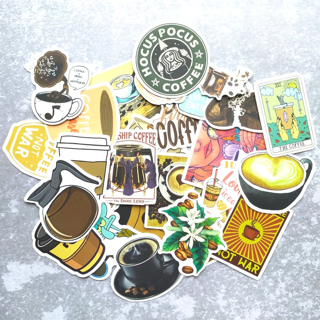 Lucky Bag of Coffee Themed Stickers - Etsy