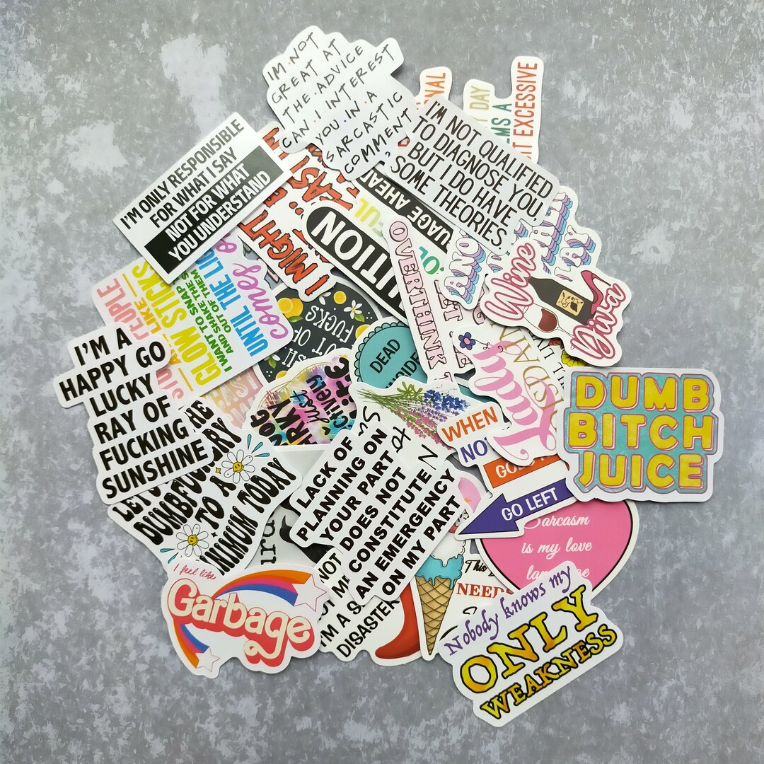Sweary Sarcastic Quote Stickers, Mystery Lucky Dip Sticker Pack. - Etsy UK