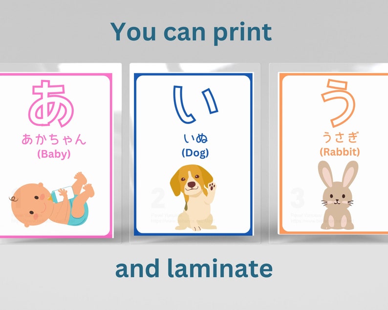Japanese Hiragana Katakana Flashcards Digital Download Printable