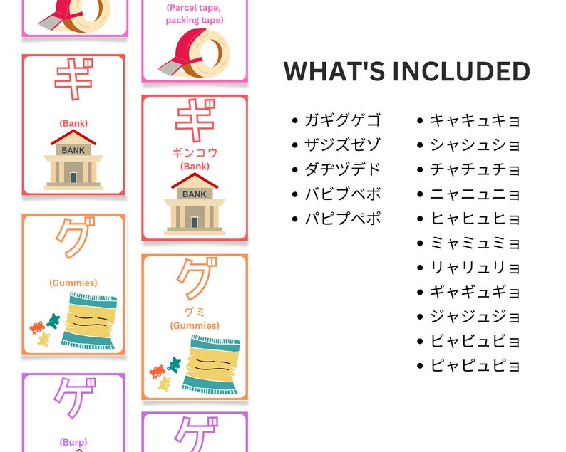 Japanese Study Katakana Additional Sounds Flashcards - Etsy